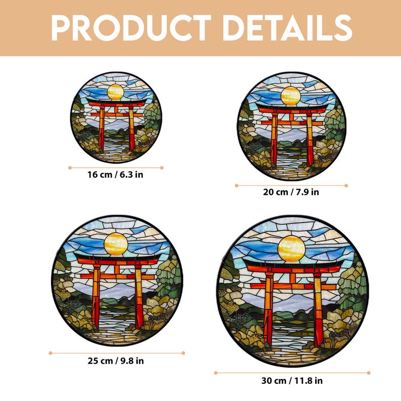 Torii Japan Faux Stained Glass Suncatcher, Japan Travel Gift, Popular ...