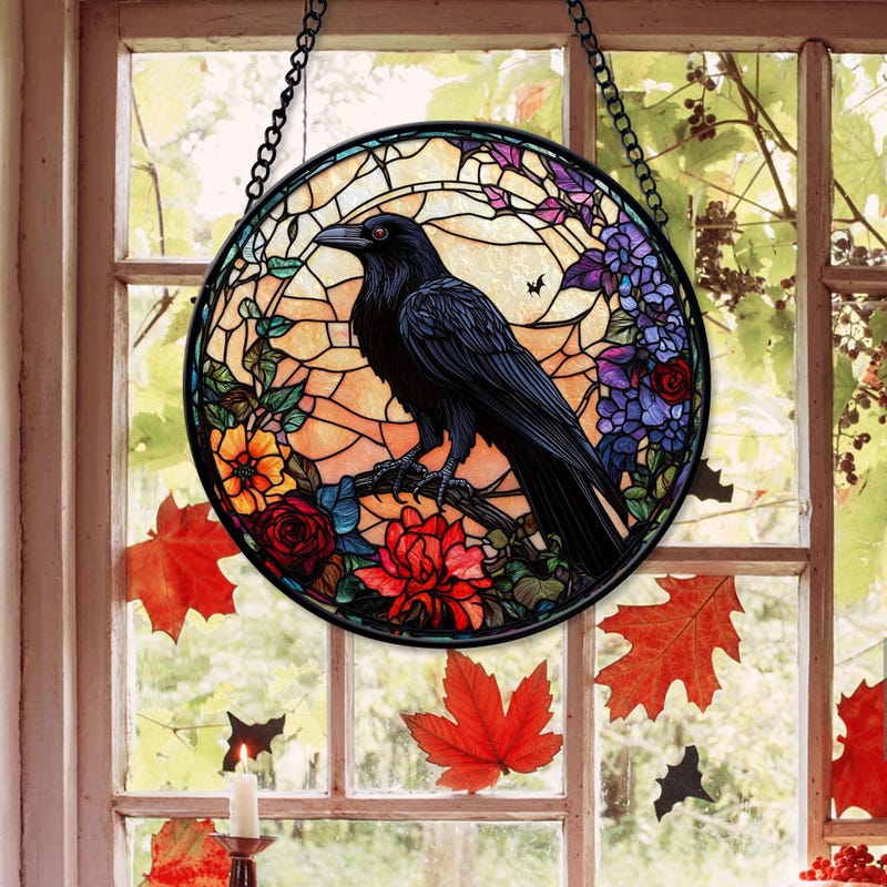 Stained Glass Raven - Etsy