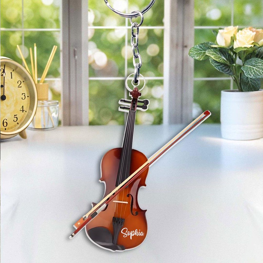Personalized 2D Flatted Violin Keychain, Violin Gift for Lover/ Musical ...