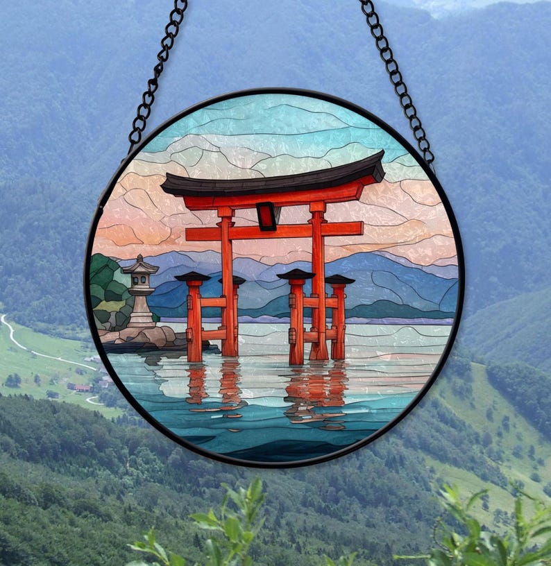 Torii Japan Faux Stained Glass Suncatcher, Japan Travel Gift, Popular ...
