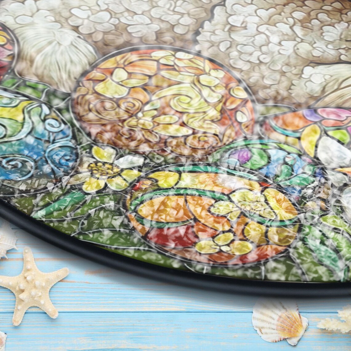 Easter Lamp and Colorful Eggs Faux Stained Glass Suncatcher Ornament ...