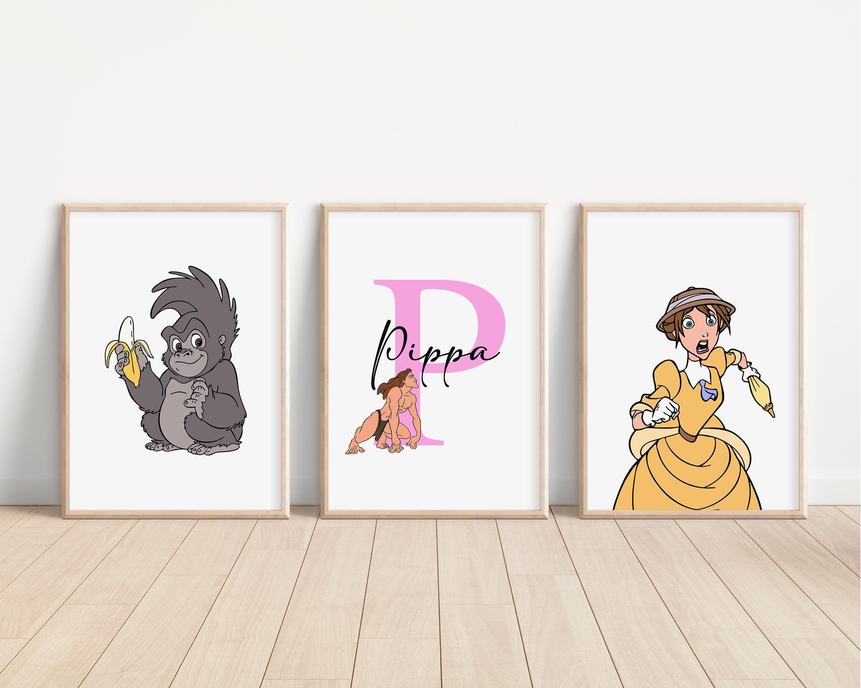 SET OF 3 Personalised Tarzan Prints, Disney Tarzan & Jane Bedroom Decor ...