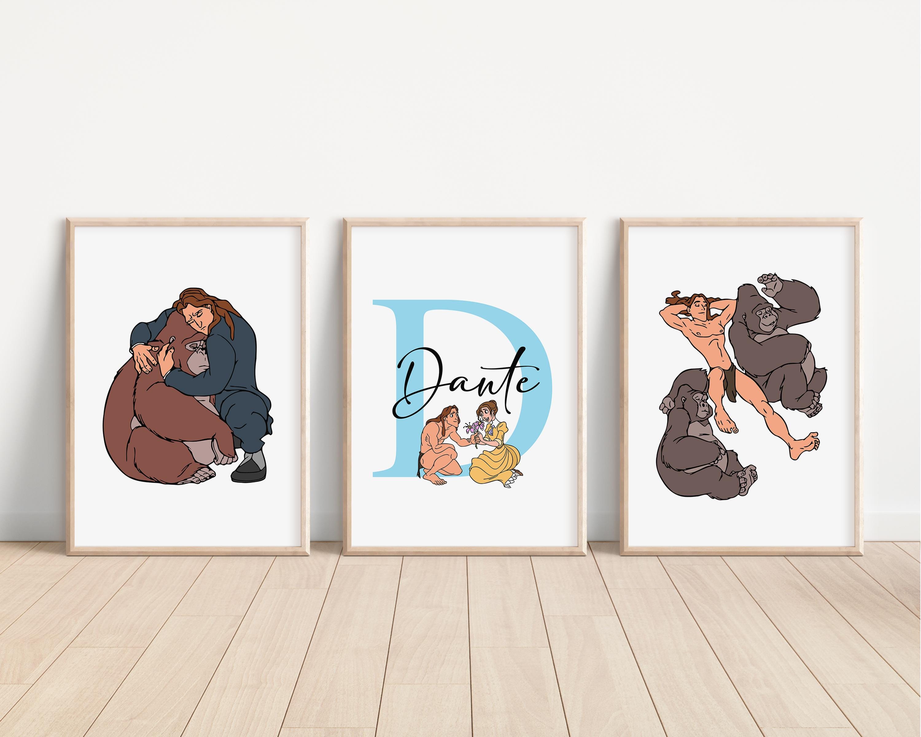 SET OF 3 Personalised Tarzan Prints, Disney Tarzan & Jane Bedroom Decor ...