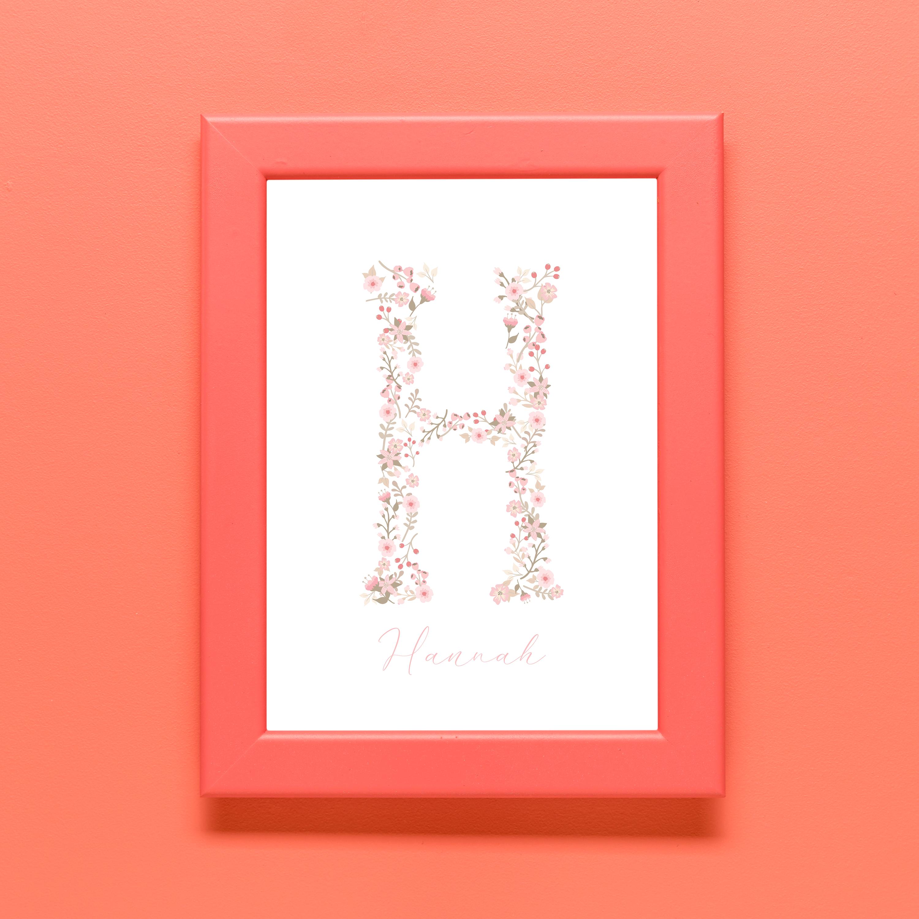 Personalised Floral Letter Print, Floral Nursery Decor, Floral Wall ...