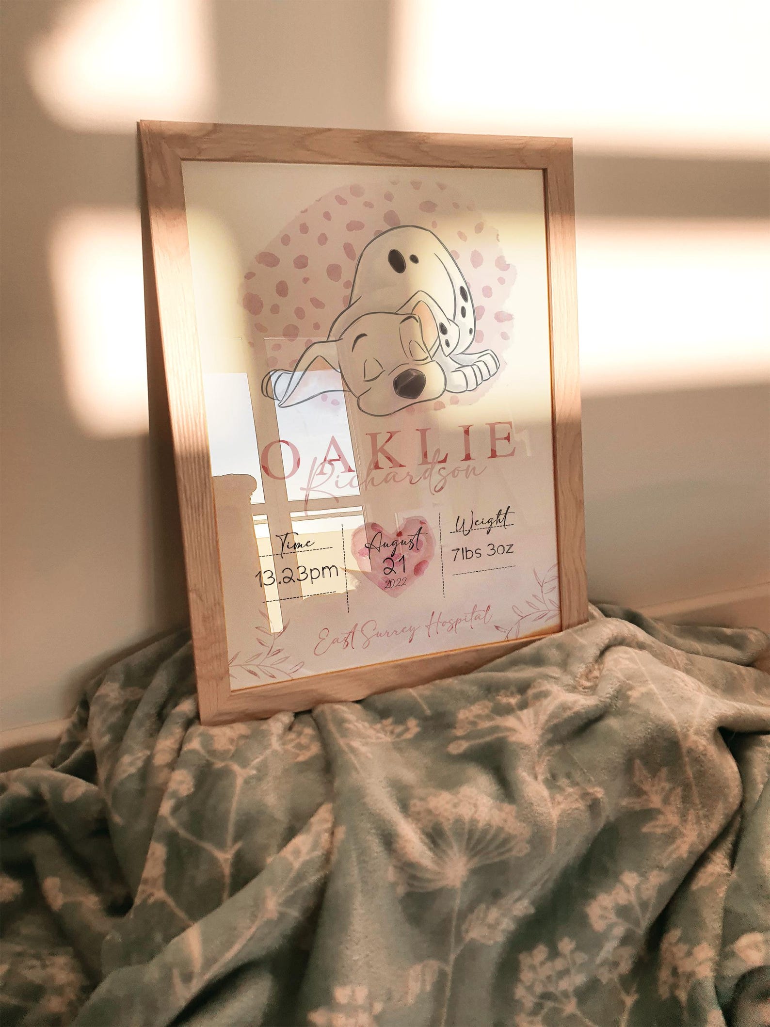 Personalised 101 Dalmatians Disney Birth Print, Pongo and Perdita ...