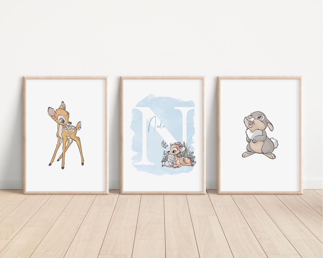 SET OF 3 Disney Bambi Name Print, Disney Bambi Bedroom Decor, Bambi ...
