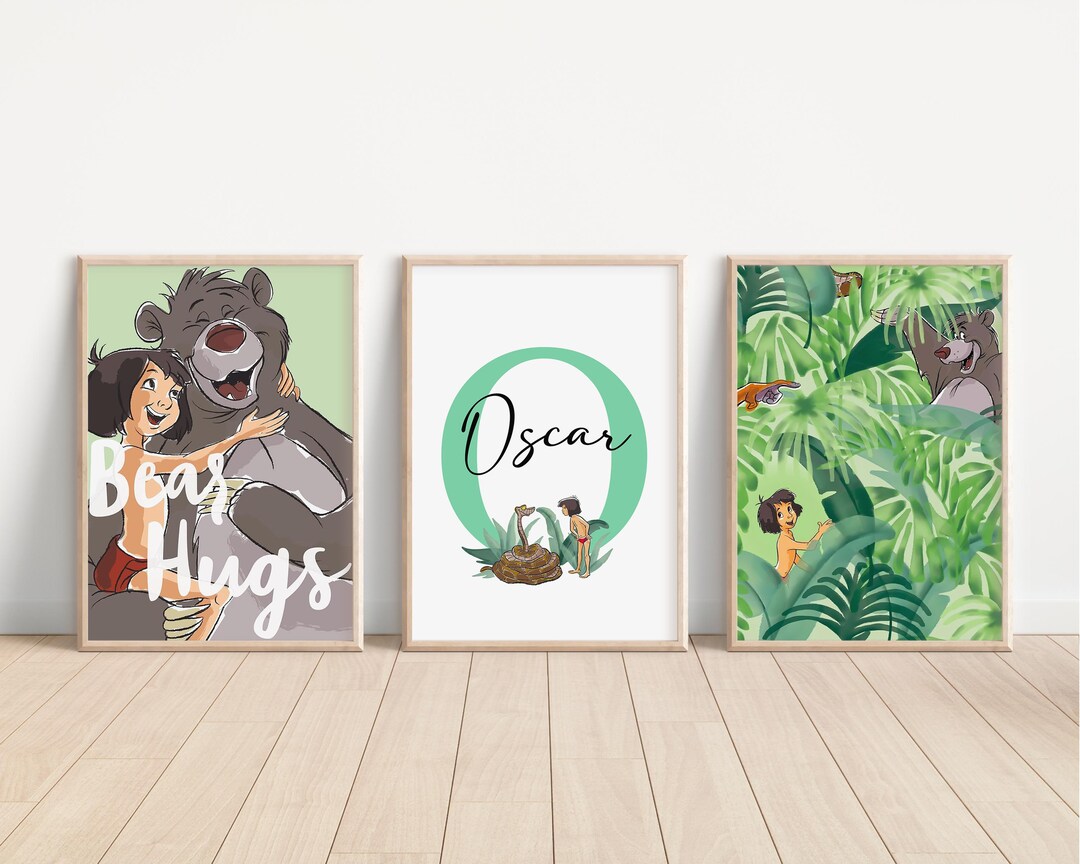 SET OF 3 Jungle Book Personalised Prints, Disney Mowgli Bedroom Decor ...