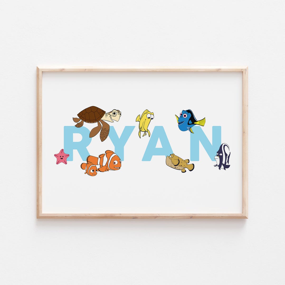 Personalised Finding Nemo Name Print, Disney Marlin Bedroom Decor ...