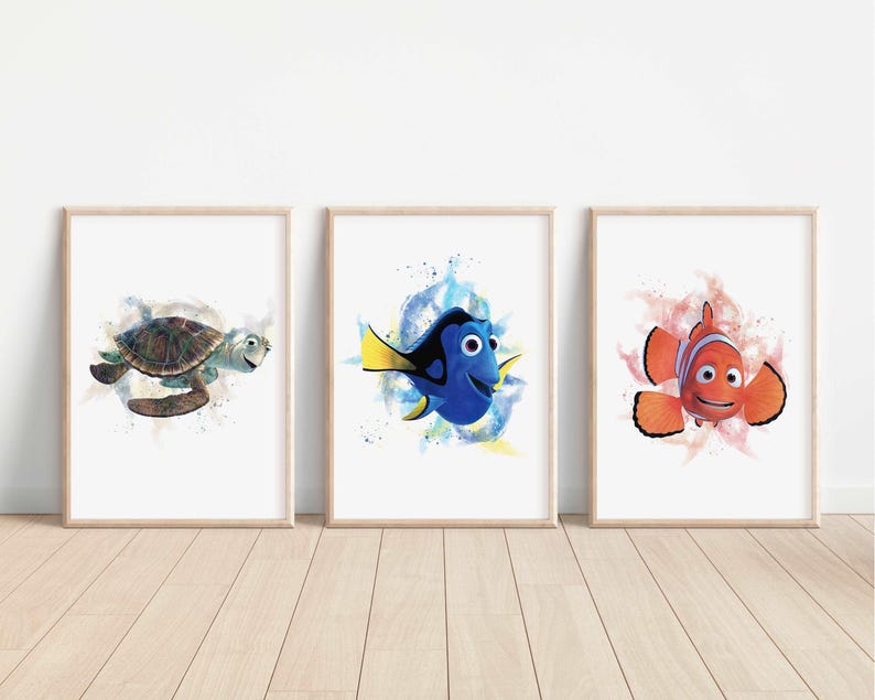 Finding Nemo Prints, Disney Pixar Bedroom Decor, Kids Nursery Wall Art ...