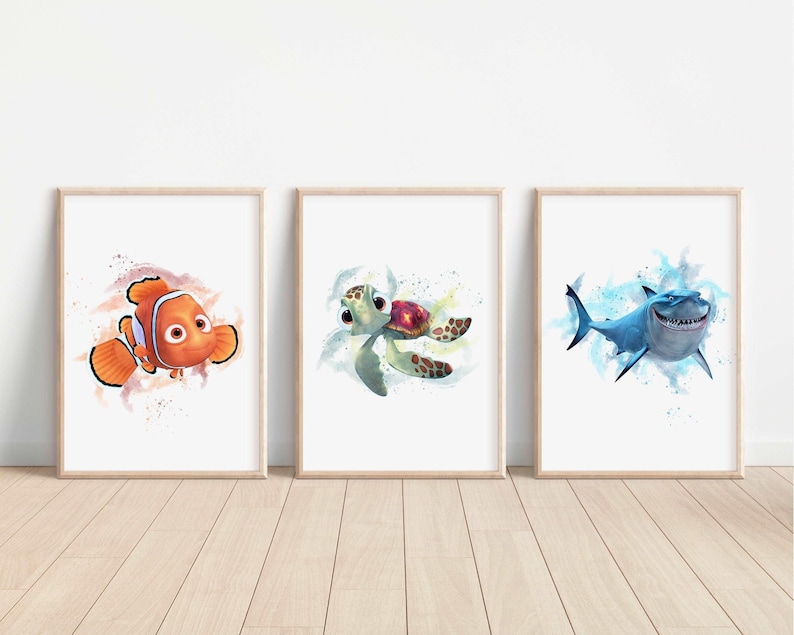 Finding Nemo Prints, Disney Pixar Bedroom Decor, Kids Nursery Wall Art ...