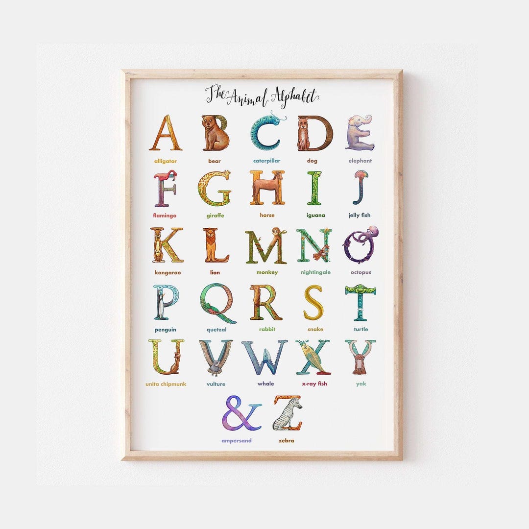 Animal Alphabet Prints, Kids Bedroom Decor, Alphabet Nursery Wall Art ...