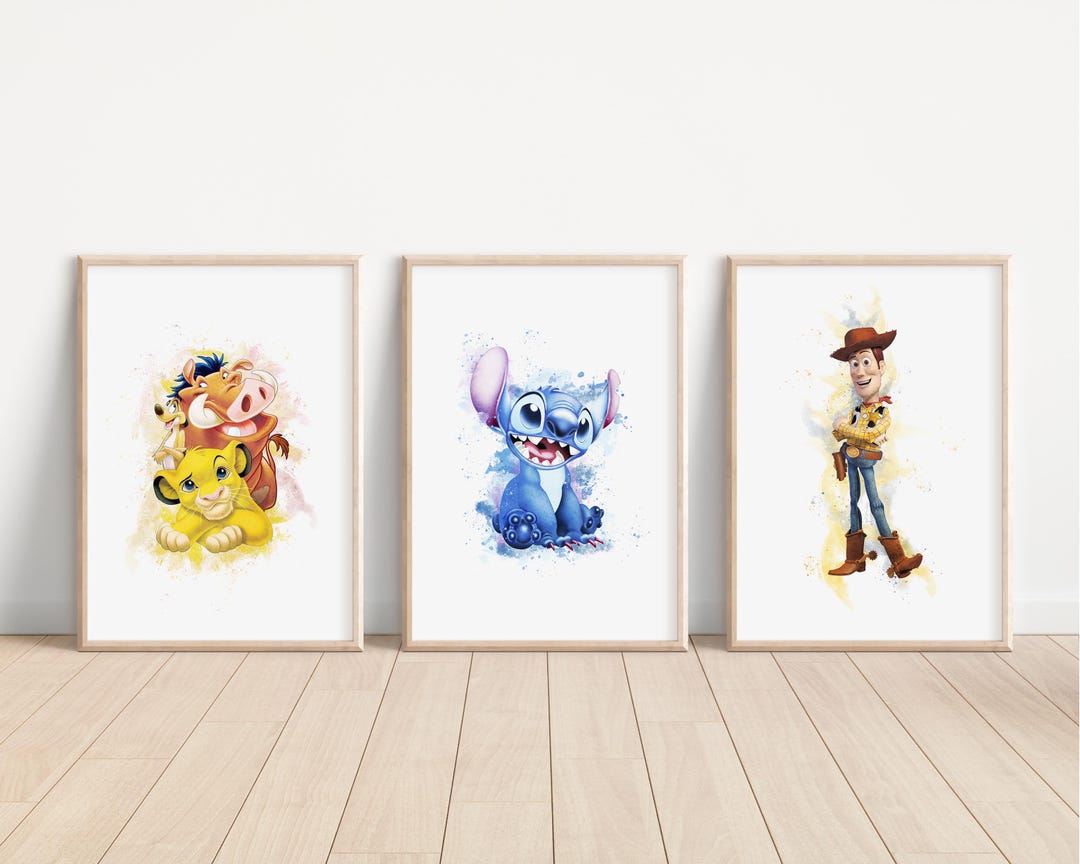 Watercolour Pixar Prints, Disney Pixar Bedroom Decor, Kids Nursery Wall ...