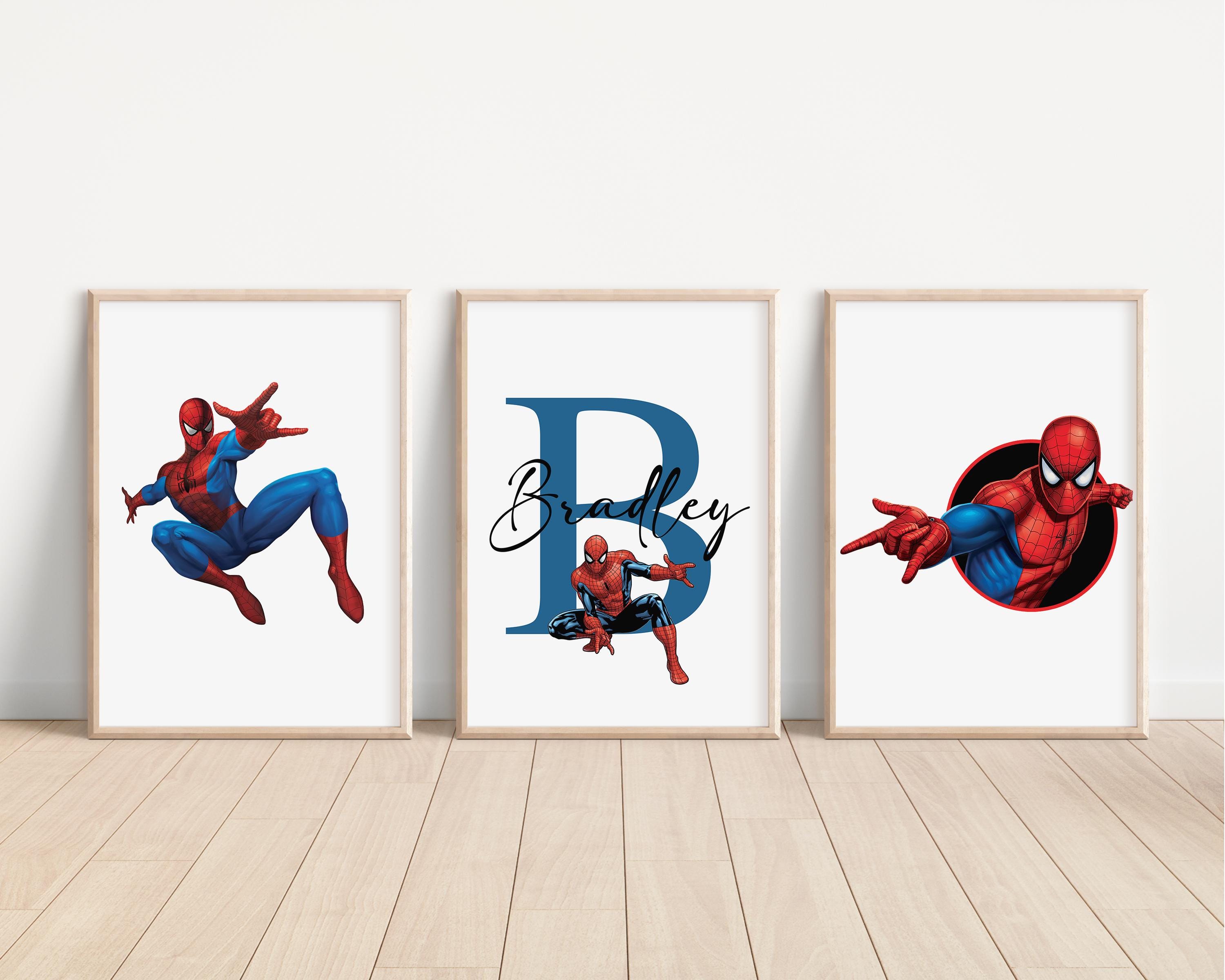 SET OF 3 Personalised Spider- Man Prints, Disney Nursery Bedroom Decor ...