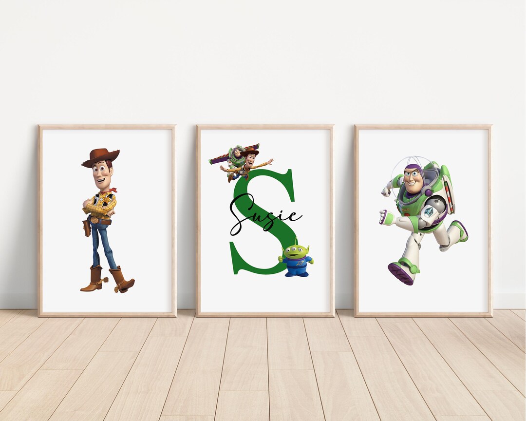 SET OF 3 Personalised Toy Story Prints, Disney Pixar Bedroom Decor ...