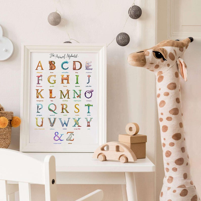 Animal Alphabet Prints, Kids Bedroom Decor, Alphabet Nursery Wall Art ...