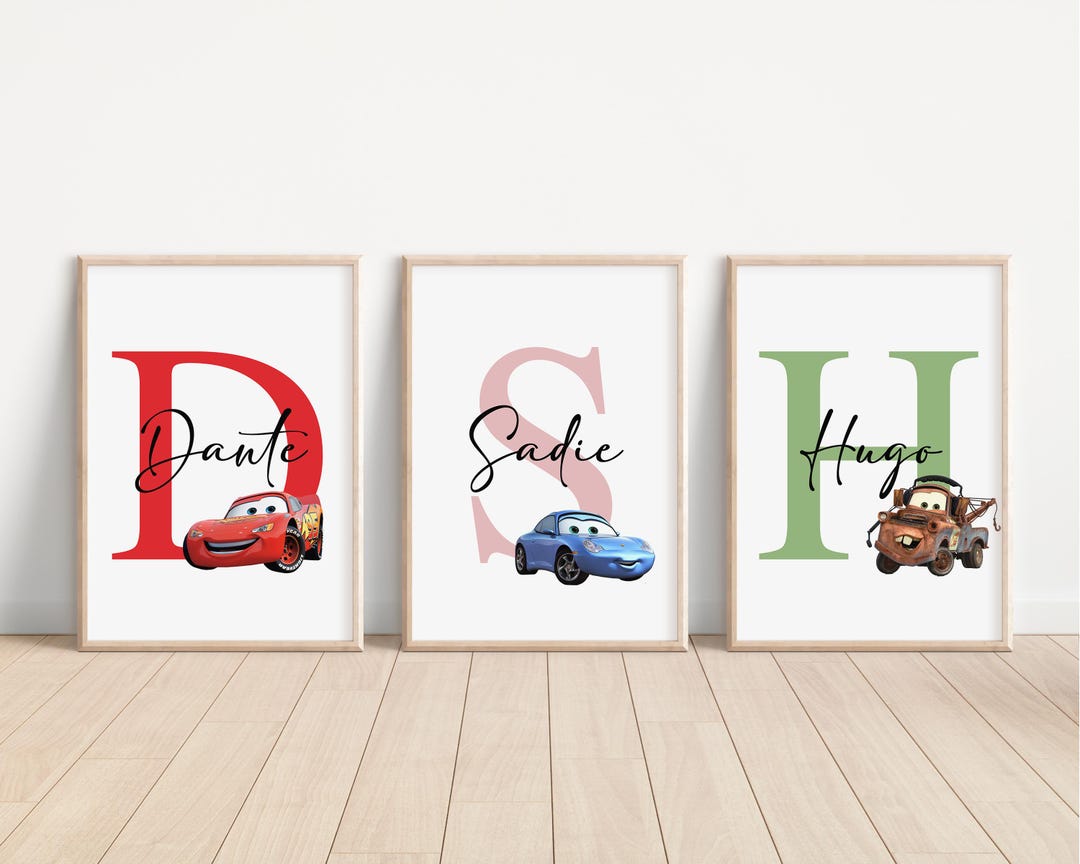 Personalised Pixar Cars Letter Print, Disney Lighting Macqueen Bedroom ...