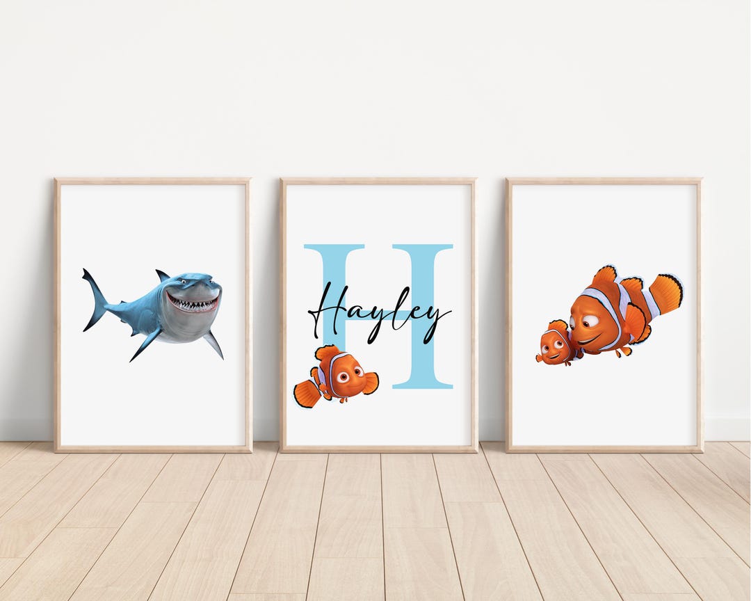 SET OF 3 Finding Nemo Personalised Prints, Disney Pixar Bedroom Decor ...