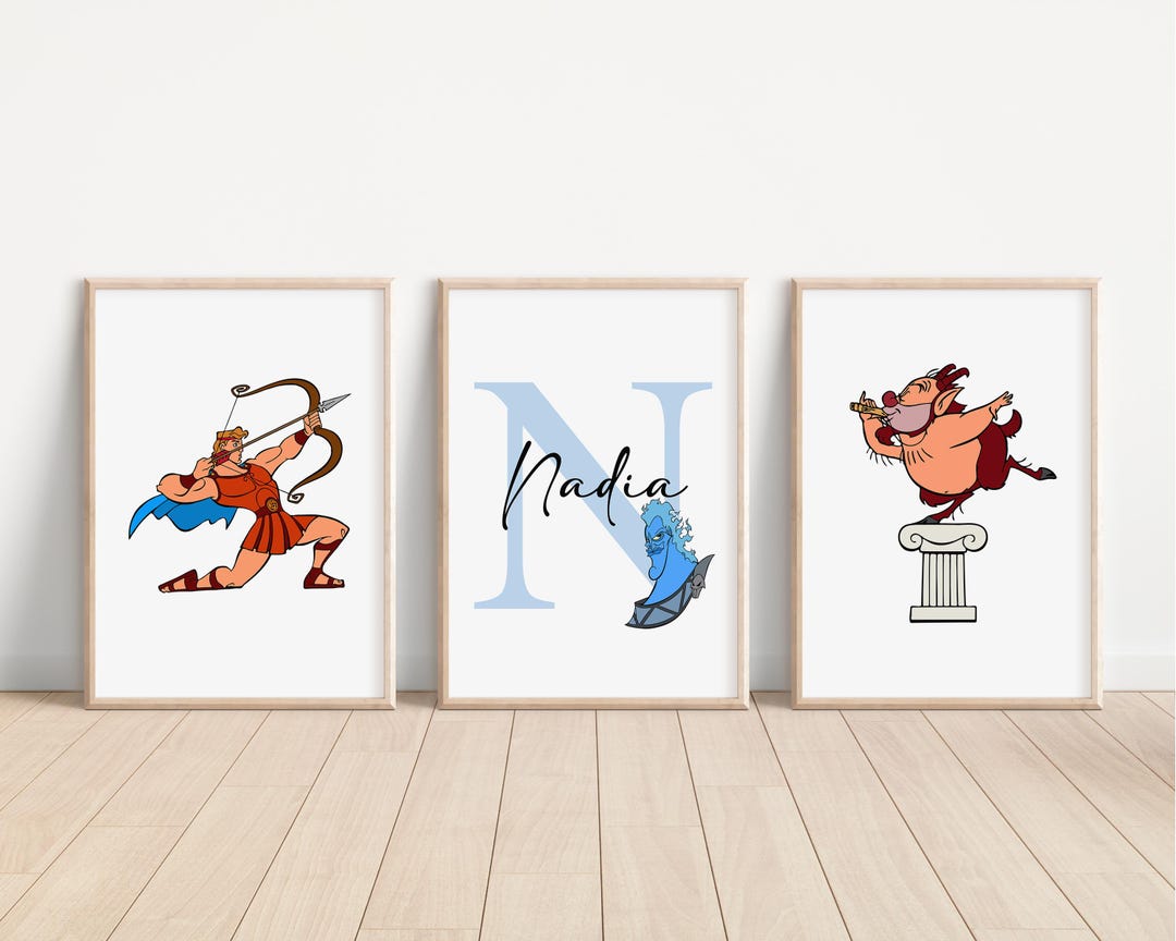 SET OF 3 Personalised Hercules Prints, Disney Hercules Bedroom Decor ...