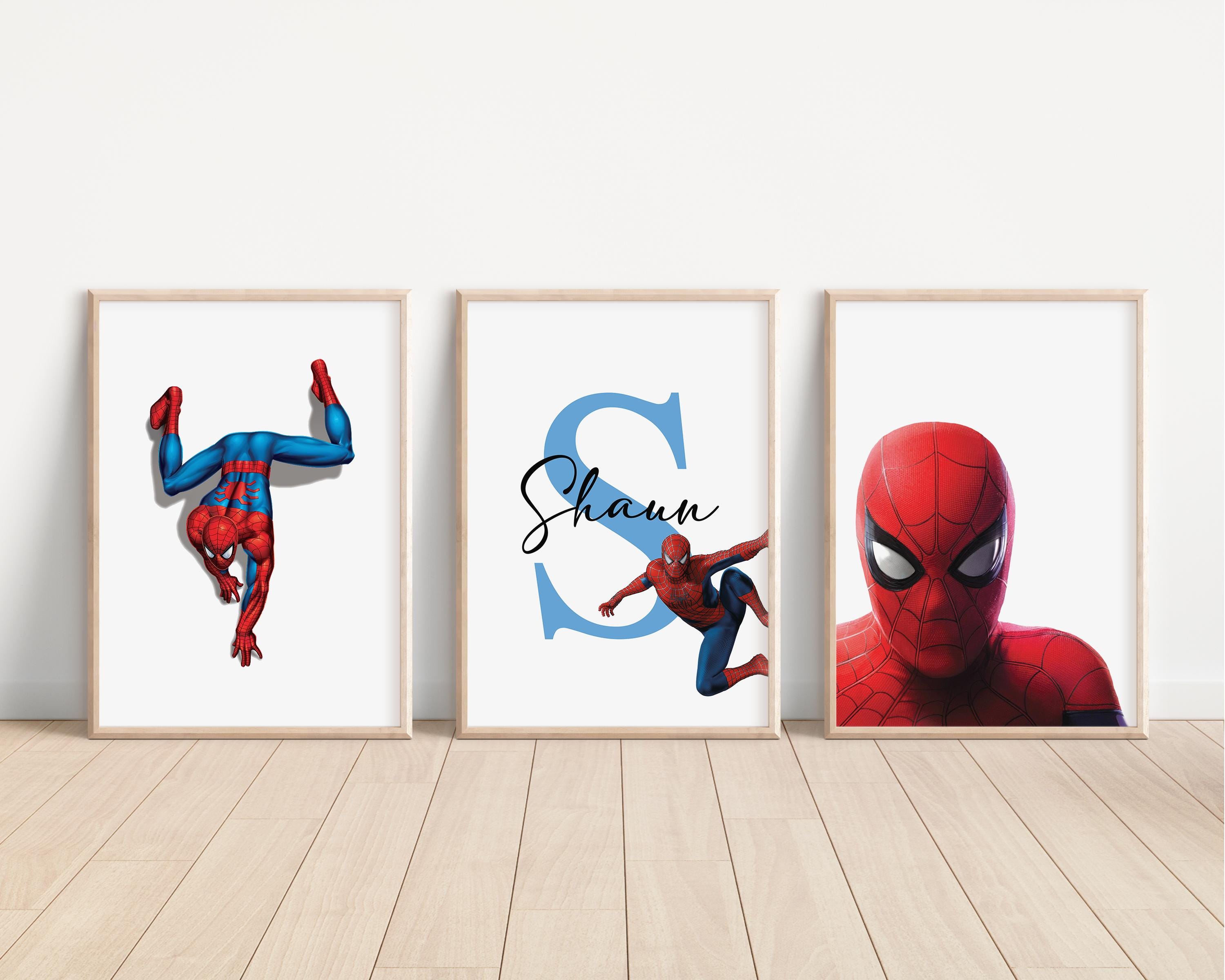 SET OF 3 Personalised Spider Man Prints, Disney Nursery Bedroom Decor ...