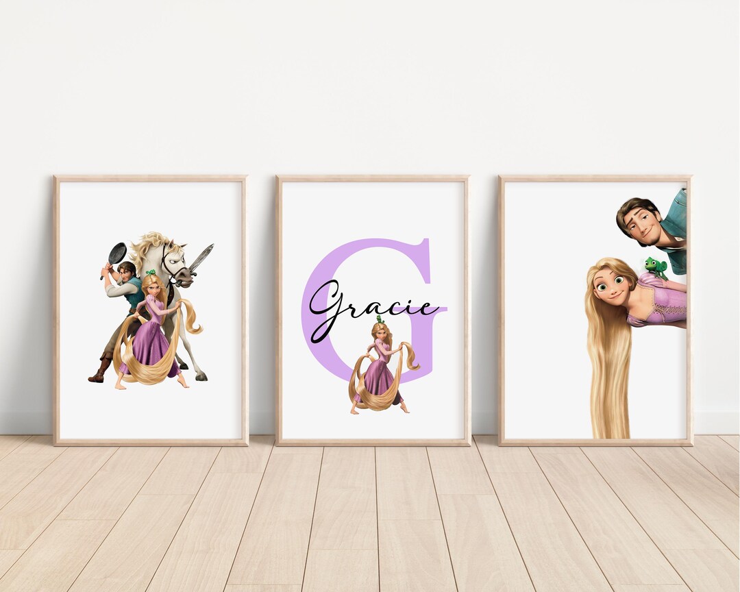 SET OF 3 Personalised Disney Tangled Prints, Disney Nursery Bedroom ...