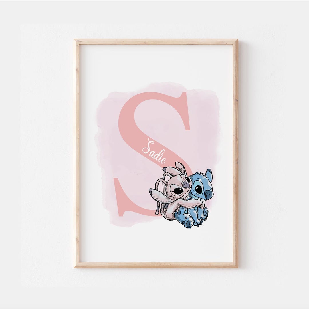 Personalised Stitch and Angel Letter Name Print, Disney Stitch Bedroom ...