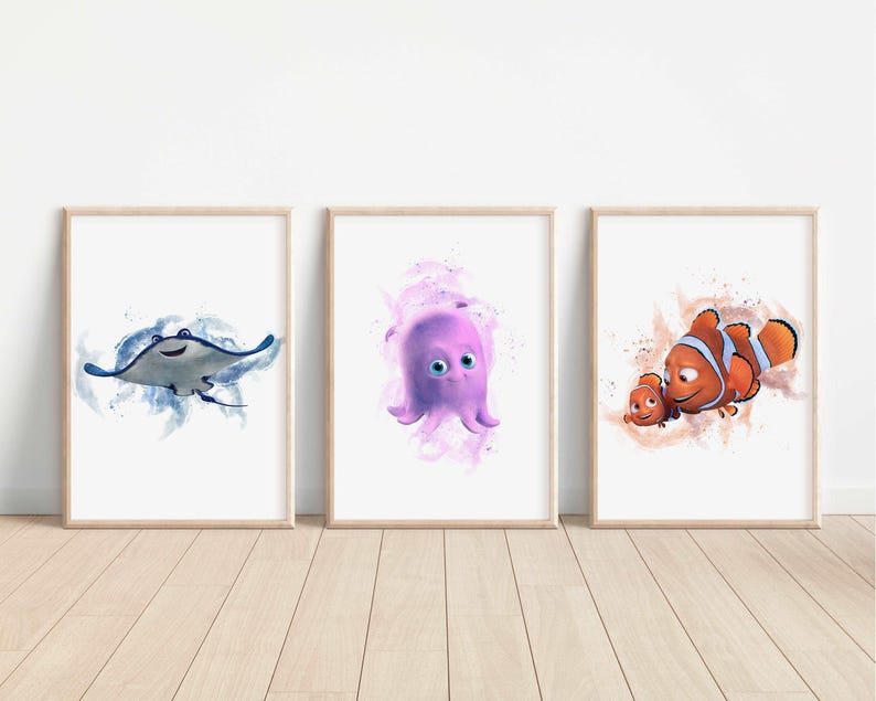 Finding Nemo Prints, Disney Pixar Bedroom Decor, Kids Nursery Wall Art ...