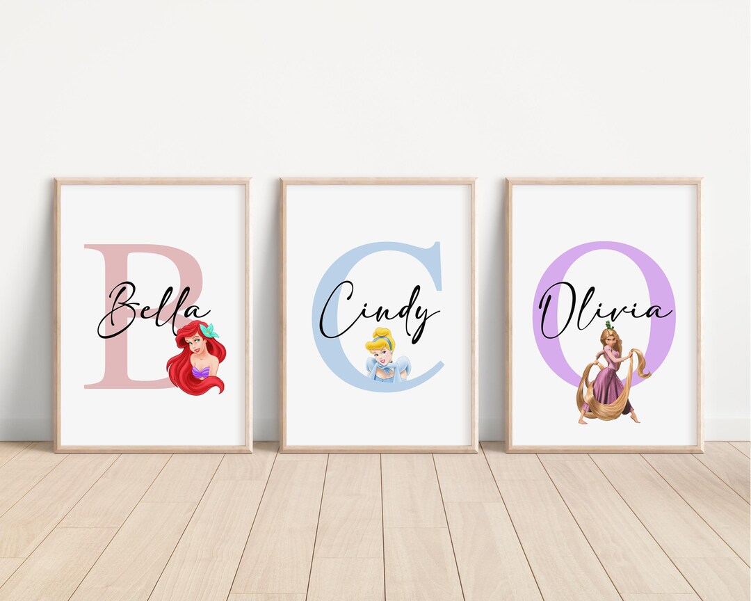 Personalised Princesses Letter Print, Disney Rapunzel Bedroom Decor ...