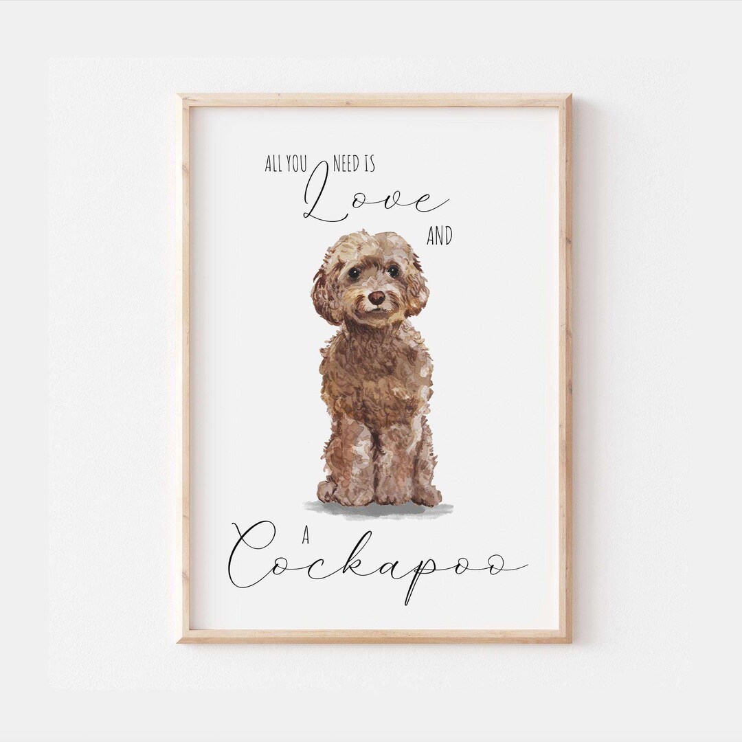 Brown Cockapoo Print, Home Decor, Cockapoo Print , Pet Dog Wall Art ...