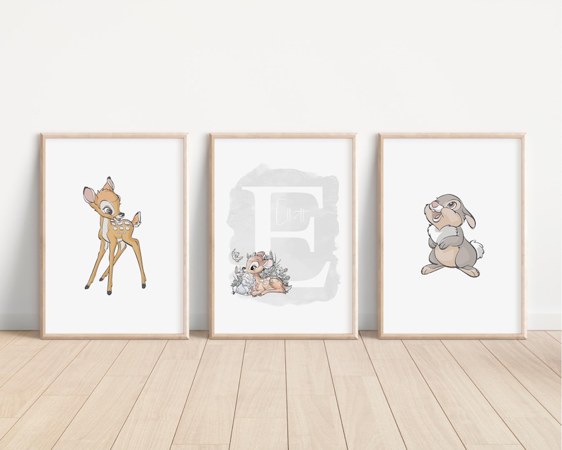 SET OF 3 Disney Bambi Name Print, Disney Bambi Bedroom Decor, Bambi ...