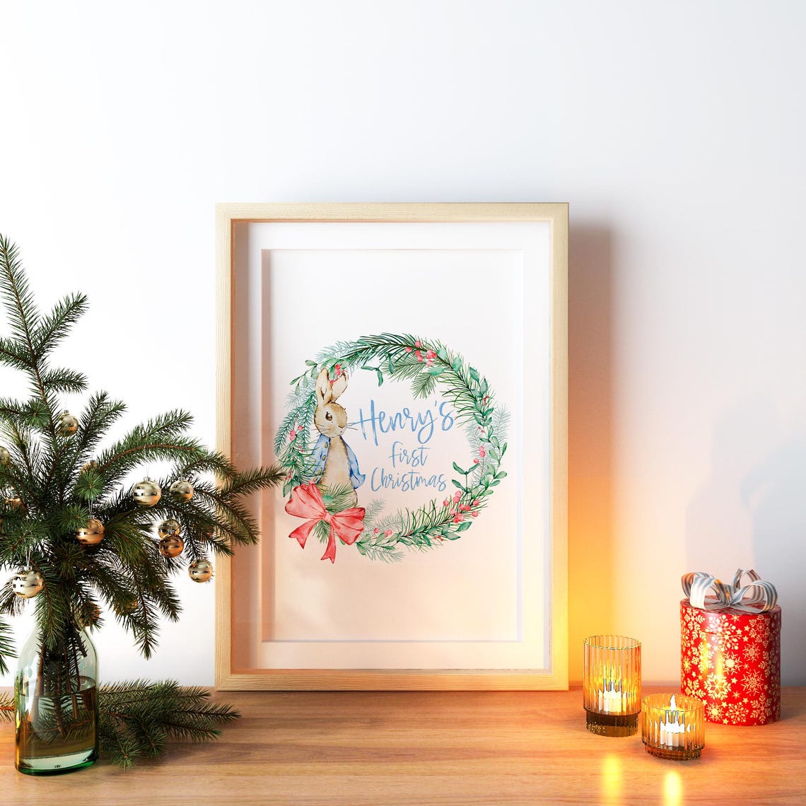 Personalised Christmas Peter Rabbit Prints, Beatrix Potter Nursery ...