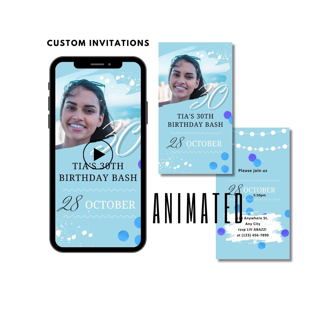 Custom Video Invitation,animated Evite,womans Birthday,mobile ...