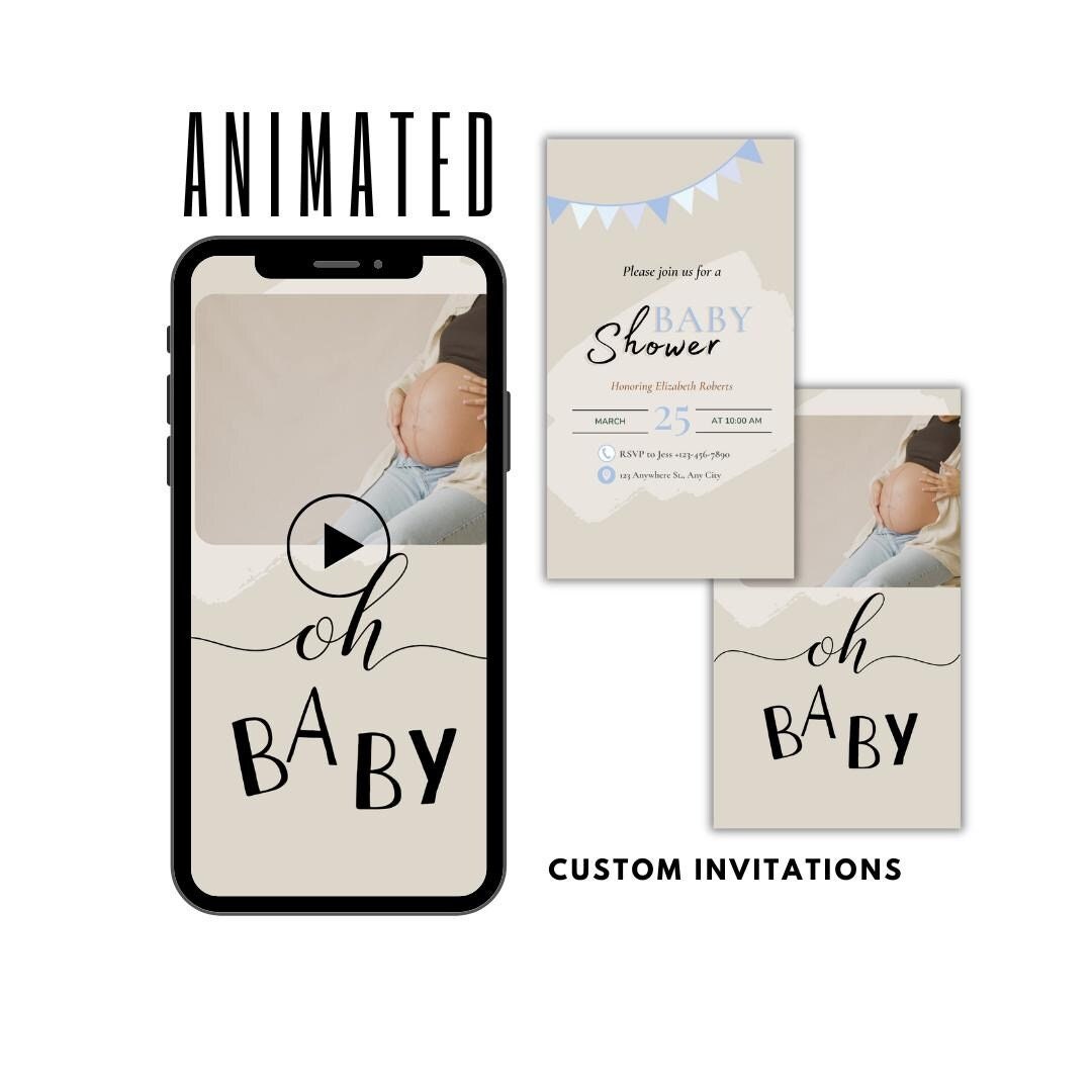 Custom Video Invitation,animated Evite,baby Shower,mobile Invitation ...