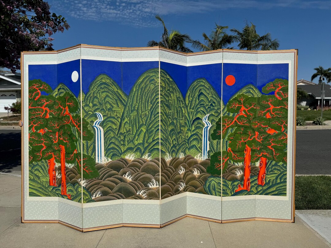 Antique Korean Room Divider Asian Silk Screen Joseon Dynasty - Etsy