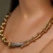 18K Gold Chunky U Shaped Chain, Charm Necklace, Pin Necklace, U Link ...