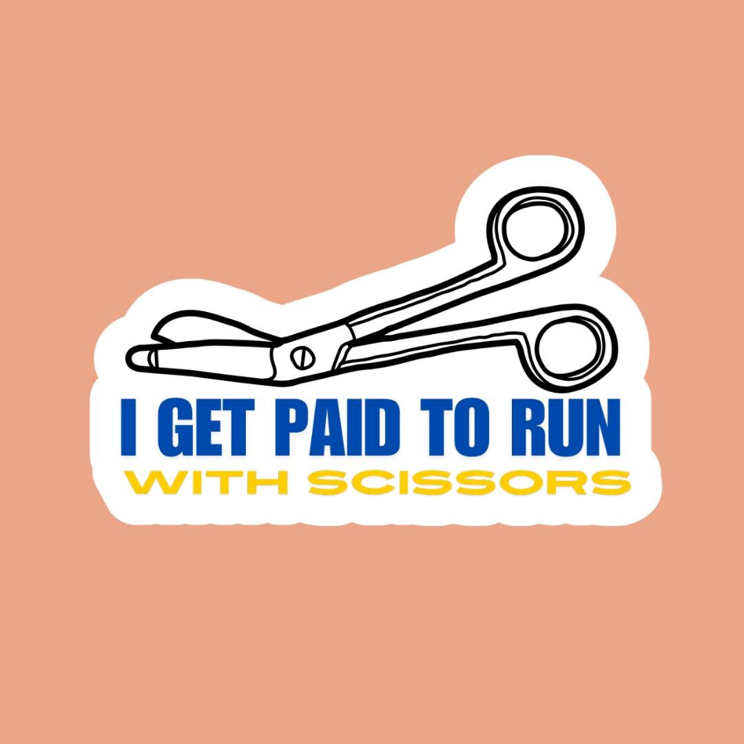 I Get Paid to Run With Scissors Vinyl Sticker Athletic Trainer Gift ...
