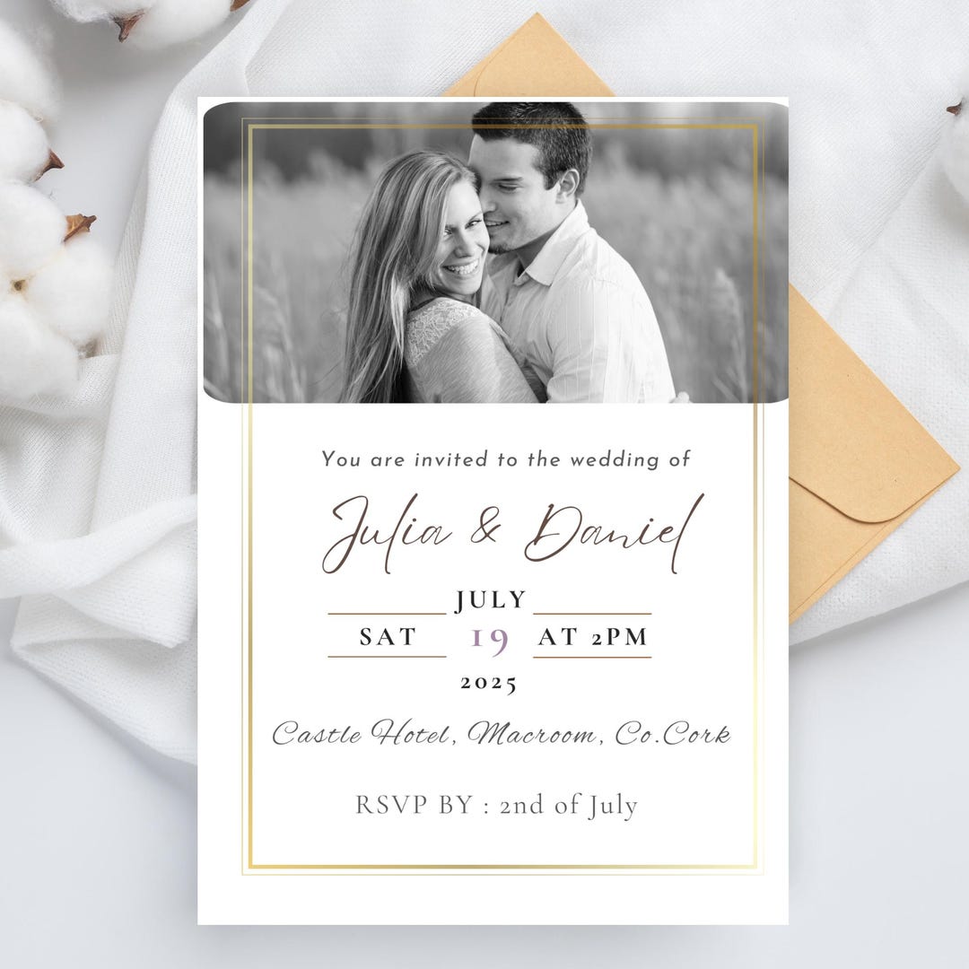 Wedding Invitation Photo Modern Photo Wedding Invitation Irish Wedding ...