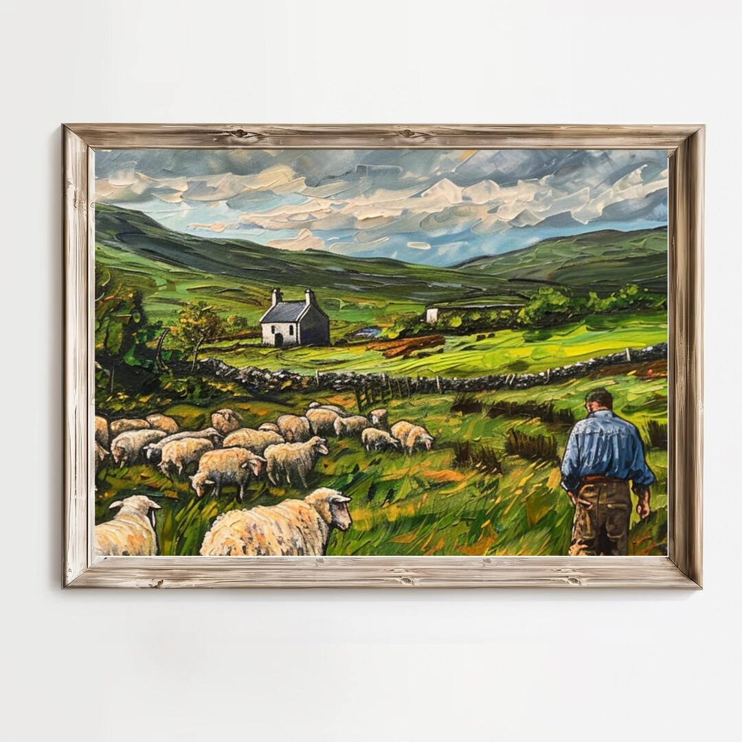 Irish Sheep Farming Art Print Digital Download Rural Landscape Wall Art ...