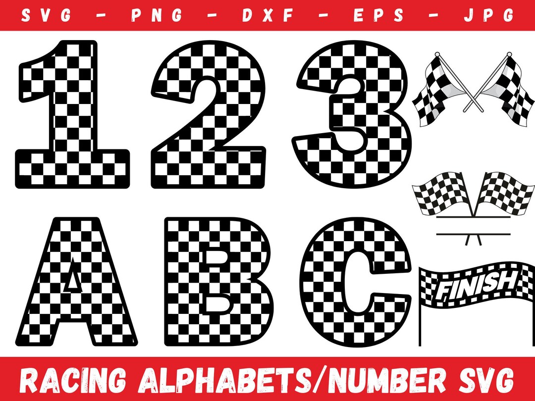 Checkered Alphabet Png,racing Alphabet Svg,racing Numbers,race Font ...