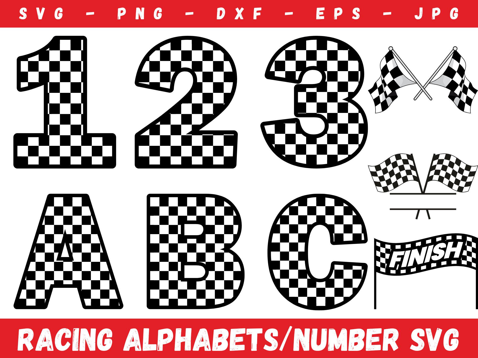 Checkered Alphabet Png,racing Alphabet Svg,racing Numbers,race Font ...