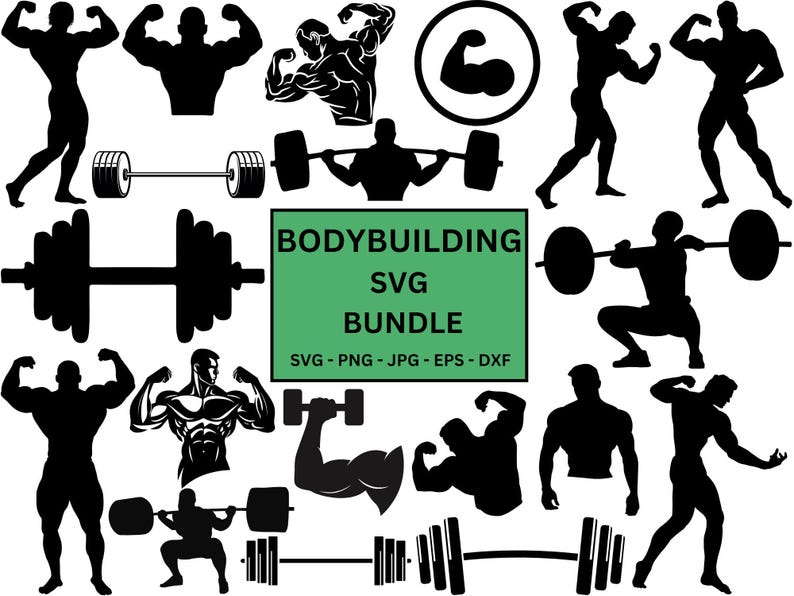Bodybuilding Bundle Svg,fitness Svg,weights Svg,clipart for Cricut and ...