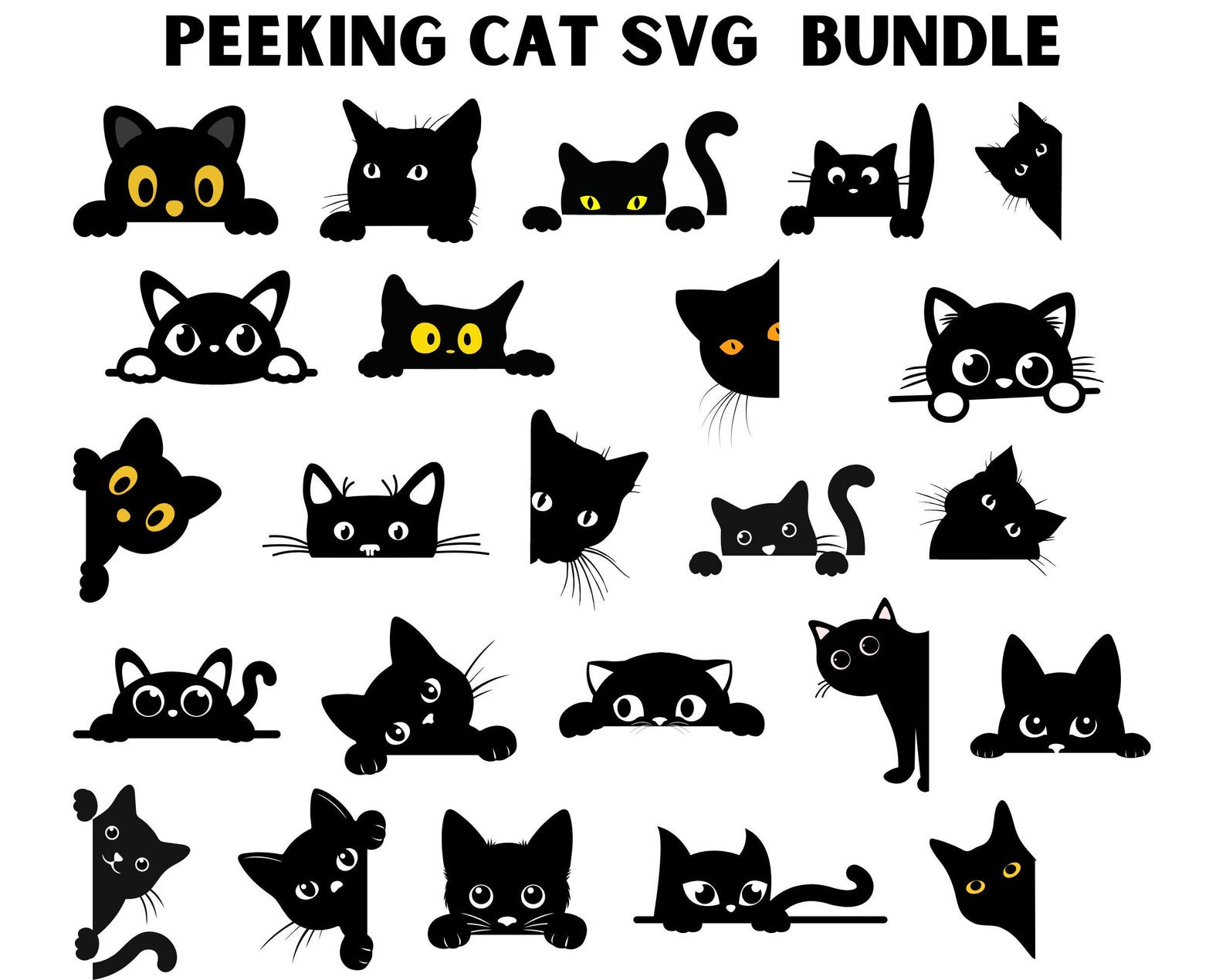Peeking Cat SVG Pack,best Cat Svg Bundle,cat Silhouette,peeking Cat Cut ...