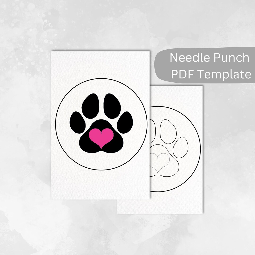 Dog Paw Punch Needle Pattern. Embroidery Template PDF Digital Download ...
