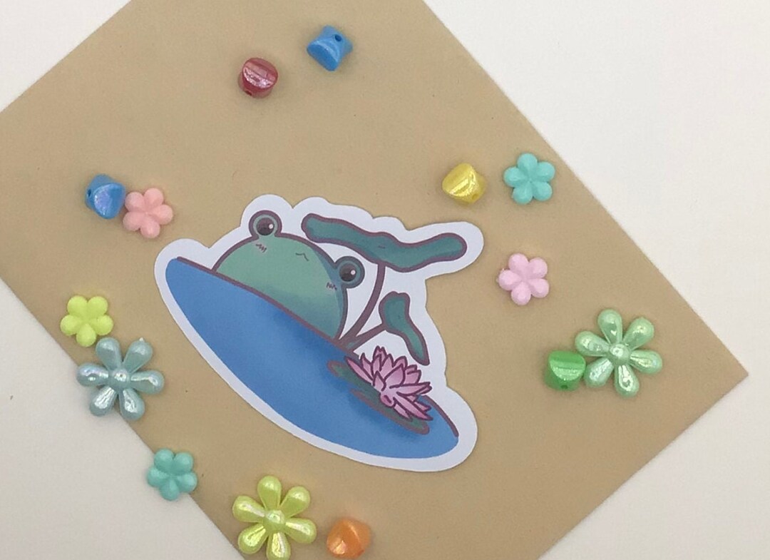 Green Cartoon Frog Sticker, Paper Sticker, Scrapbooking, Journaling ...