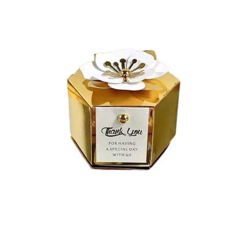 US Stock | Elegant and Colorful Hexagon Party Favor Box With Flower ...