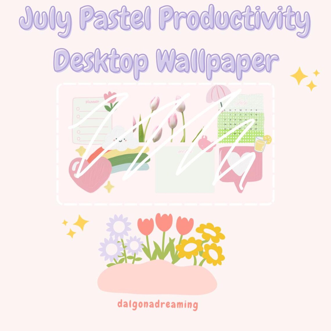 July Pastel Desktop Wallpaper - Etsy