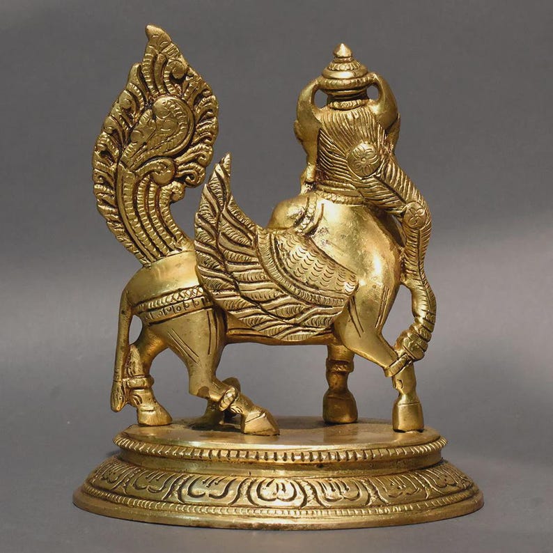 Handcrafted Brass Kamadhenu Statue With Calf, Sacred Hindu Cow Idol ...
