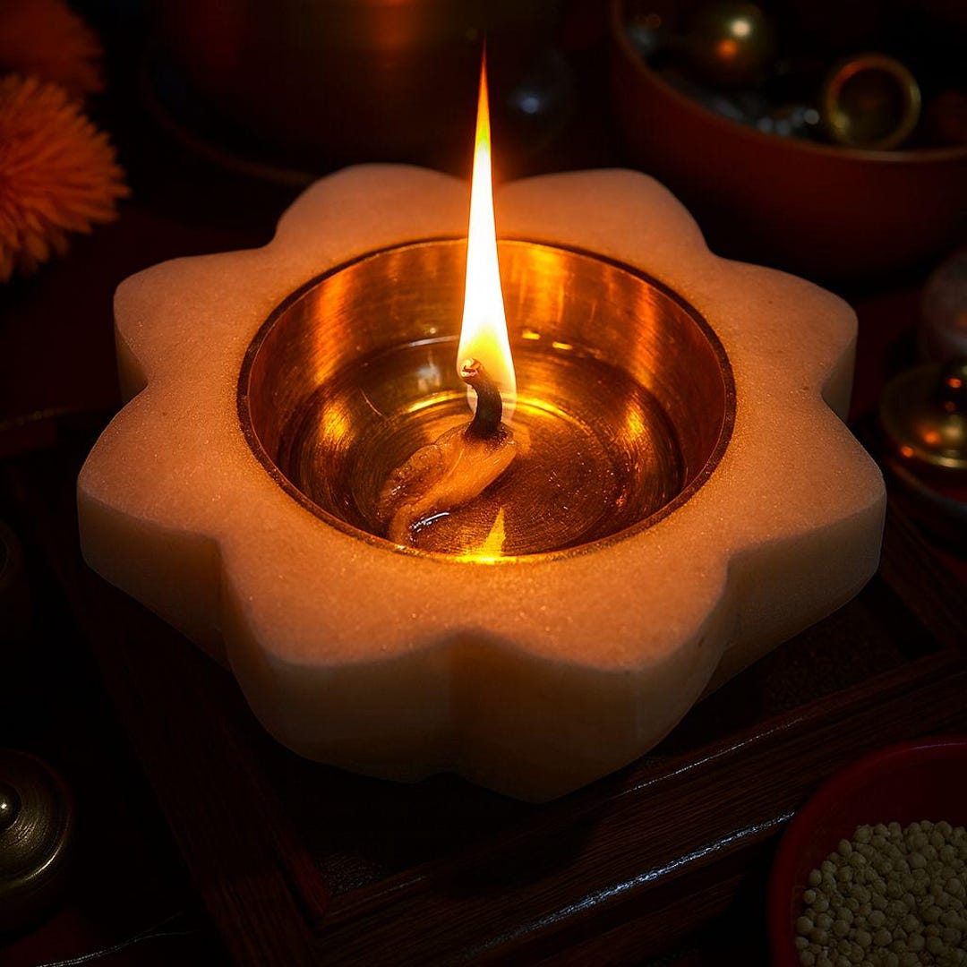Beautiful Marble and Brass Diya, Candle Holder, Marble and Brass Oil ...