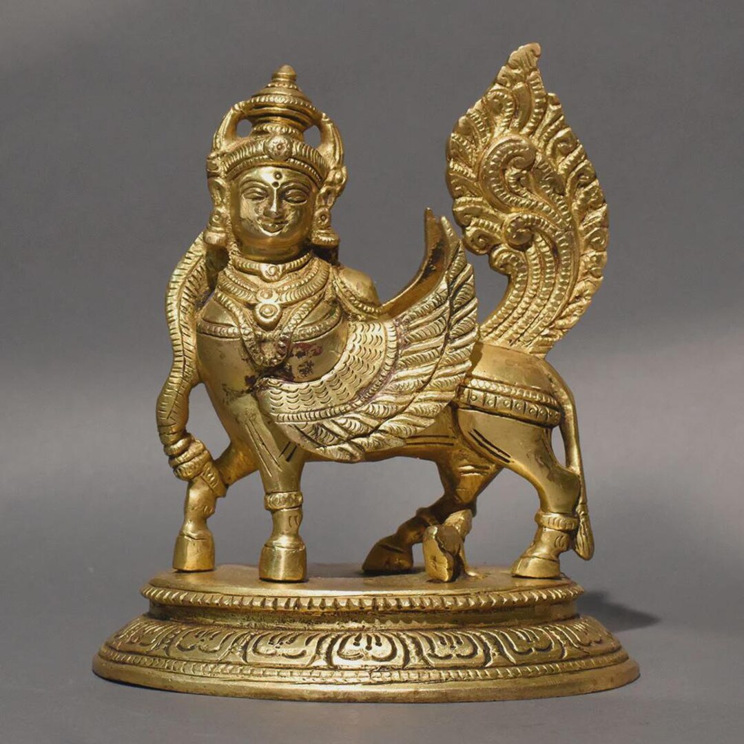 Handcrafted Brass Kamadhenu Statue With Calf, Sacred Hindu Cow Idol ...