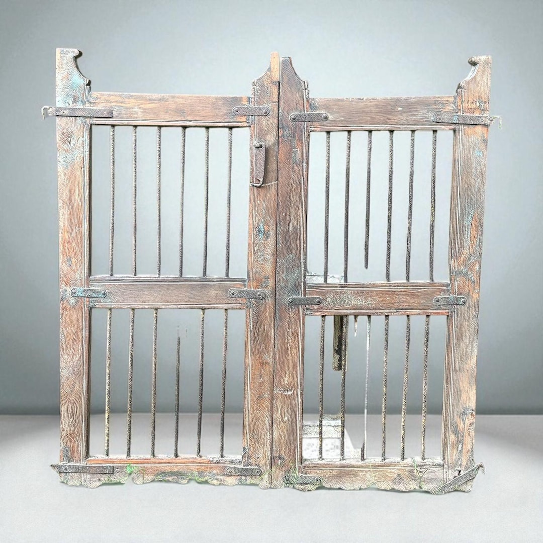 Vintage Indian Dog Gate, Indian Antique Iron and Wooden Pet Gate ...