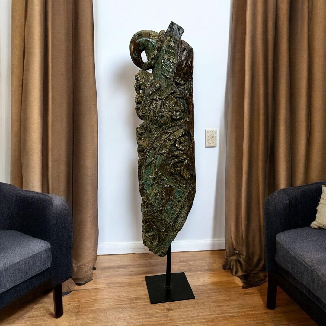 Antique Indian Toda Bracket Panel, Vintage Indian Wooden Statue, Huge ...